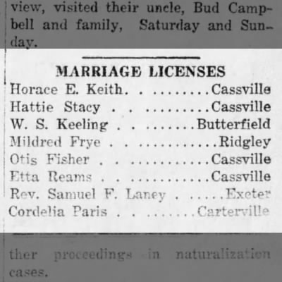 On This Date: Marriage of John Wesley Laney and Cordelia Paris ...